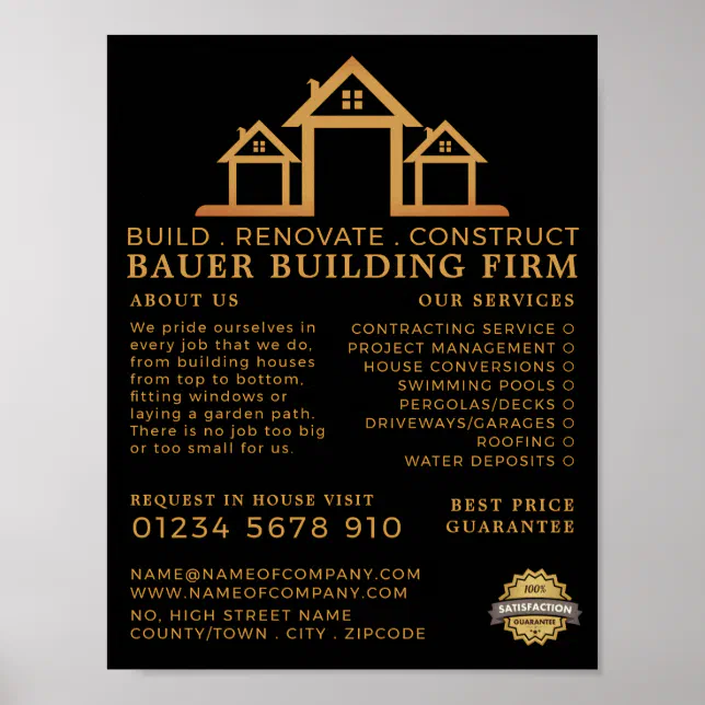House Logo, Building Firm, Builders Advertising Poster | Zazzle