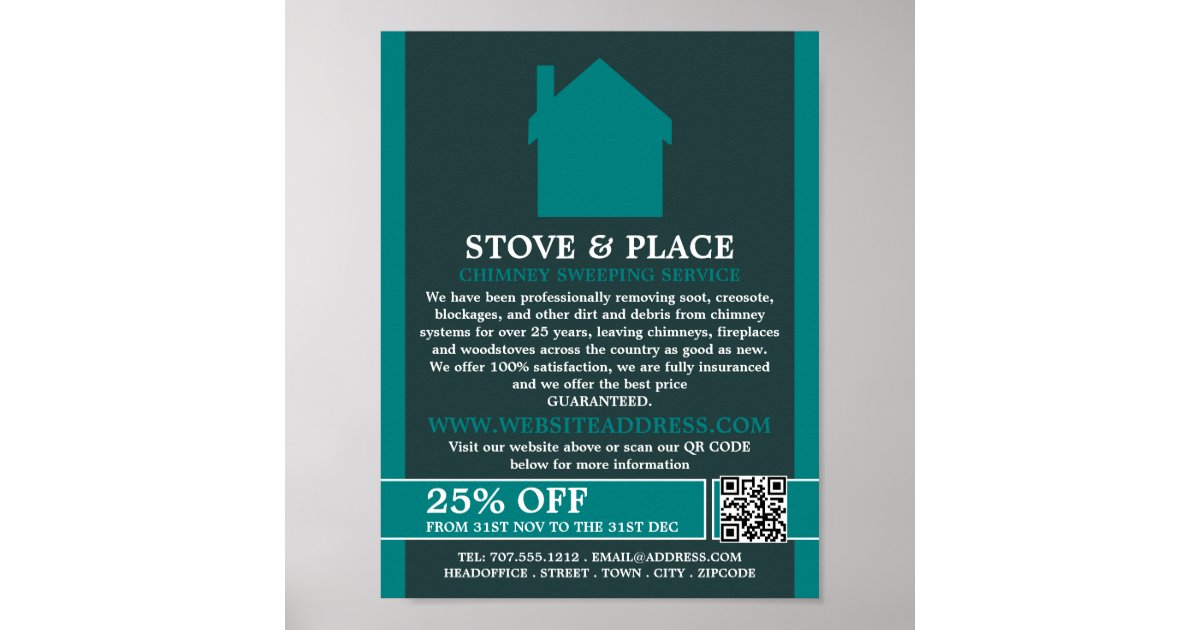 House Logo, Chimney Sweeping Service Poster | Zazzle