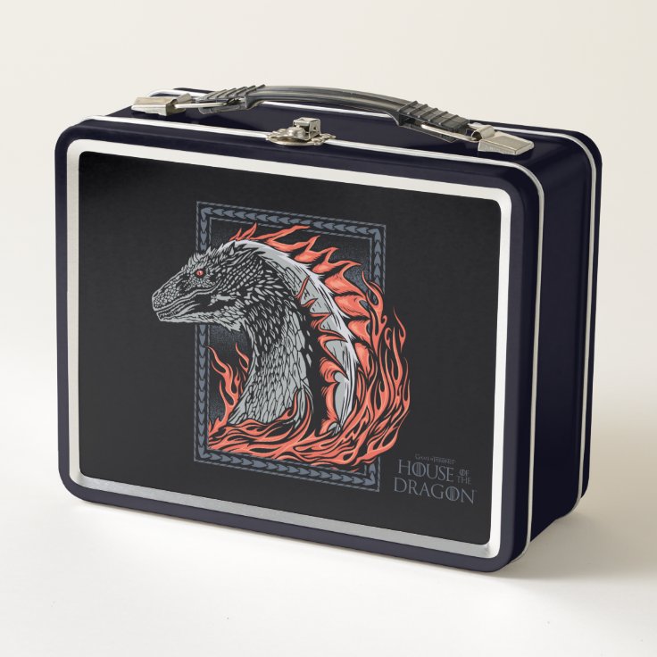 HOUSE OF THE DRAGON | Dragon Profile in Flames Metal Lunch Box | Zazzle