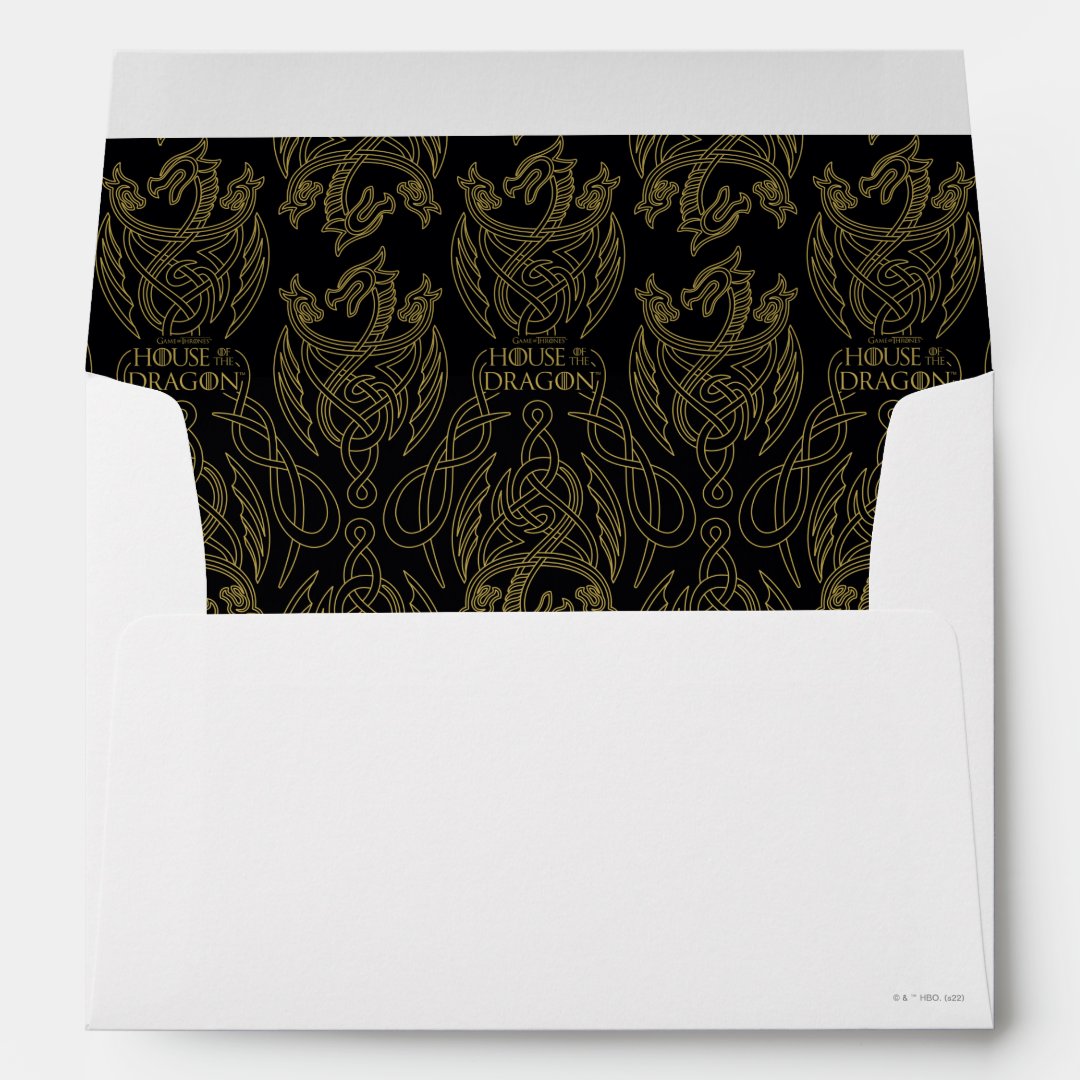 HOUSE OF THE DRAGON | Gold Filigree Dragon Pattern Envelope | Zazzle