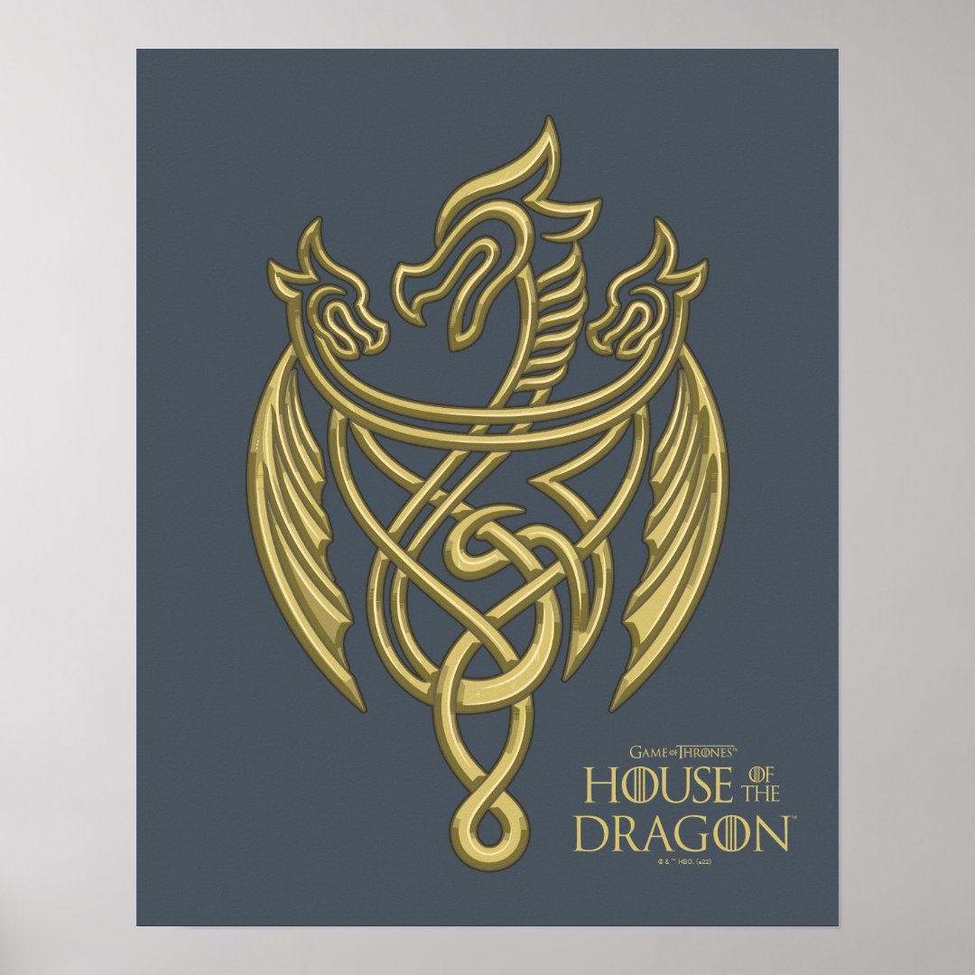 HOUSE OF THE DRAGON | Golden Filigree Dragon Crest Poster | Zazzle