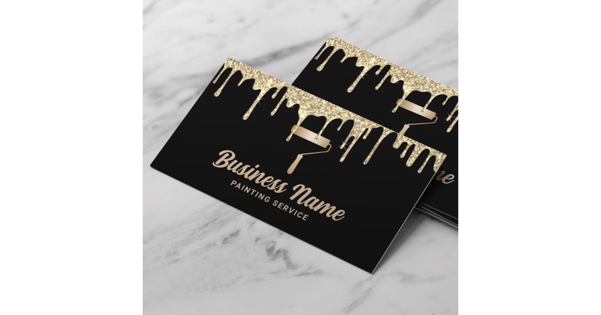 House Painter Modern Gold Drips Painting Service Business Card | Zazzle