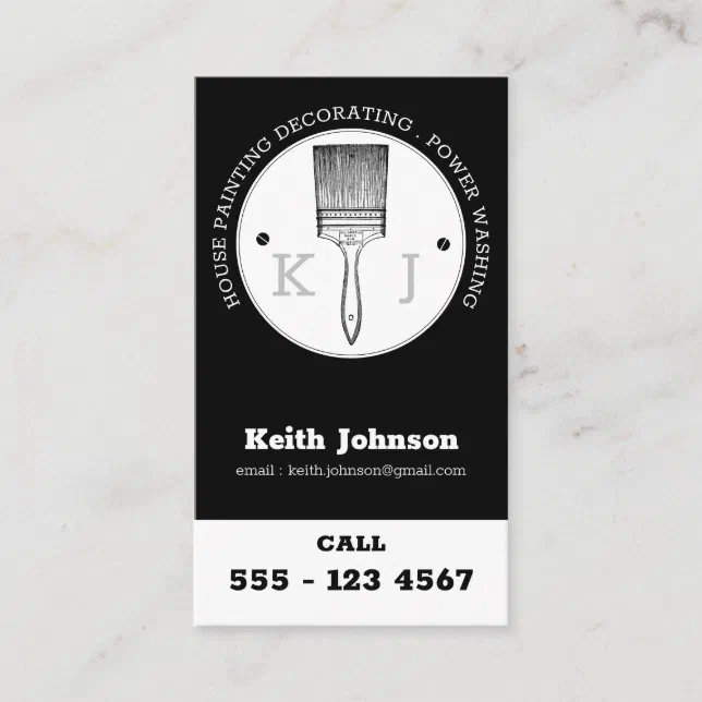 House Painter Power Washing Monogram Logo Black Business Card | Zazzle