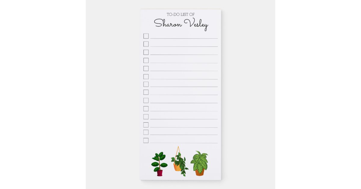 House Plants To Do List Of Plant Lover Magnetic Notepad | Zazzle
