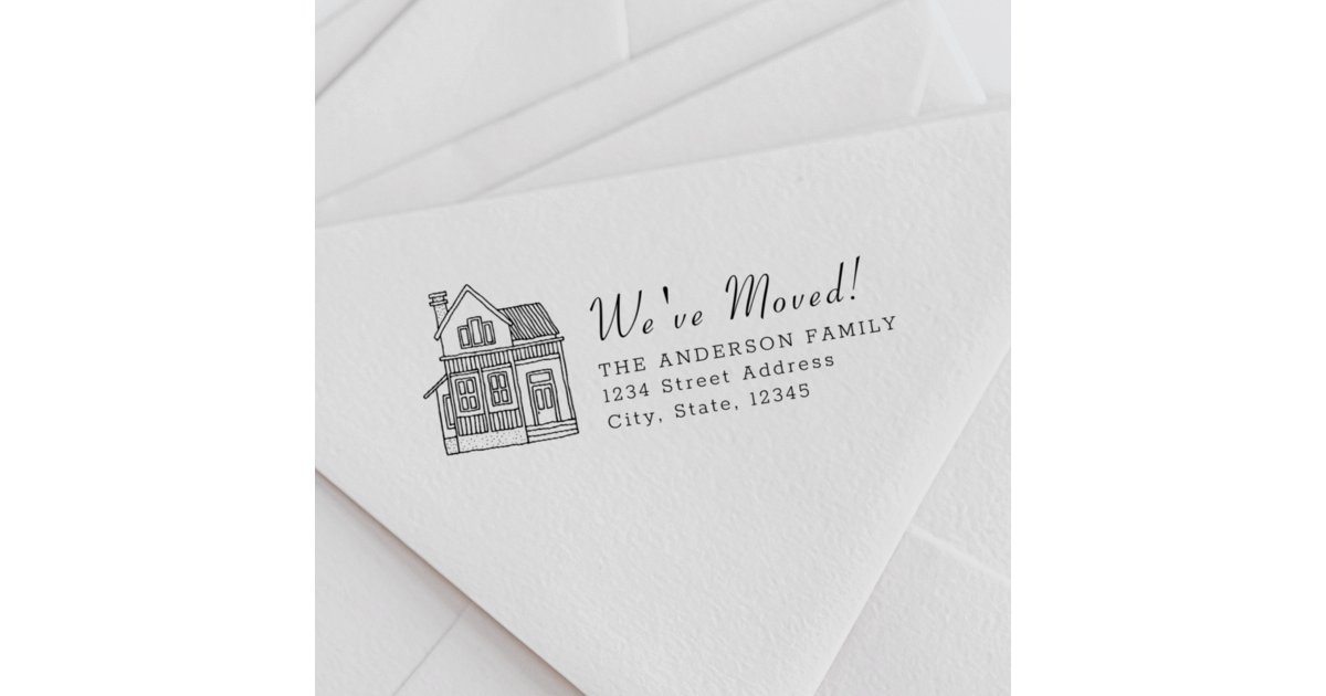 House Portrait We've Moved Return Address Self-inking Stamp | Zazzle