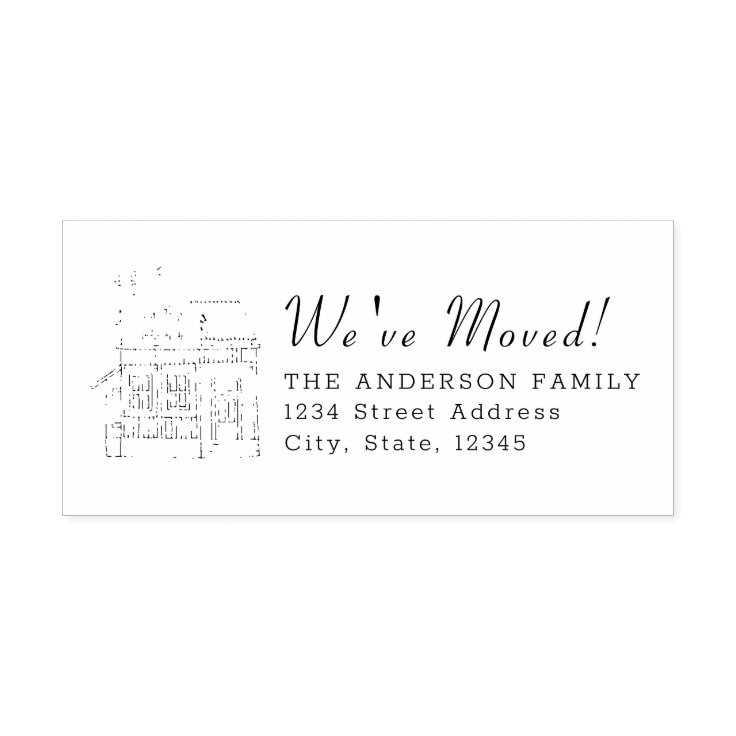 House Portrait We've Moved Return Address Self-inking Stamp | Zazzle