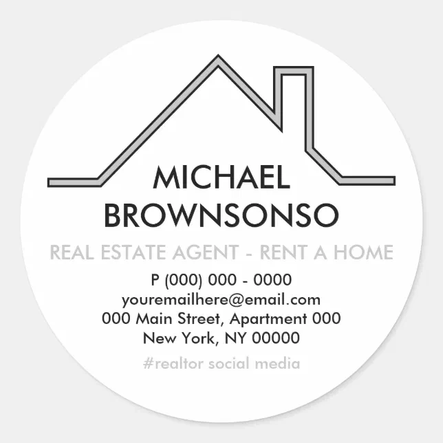 House Roof Logo Real estate agent Business Classic Round Sticker | Zazzle