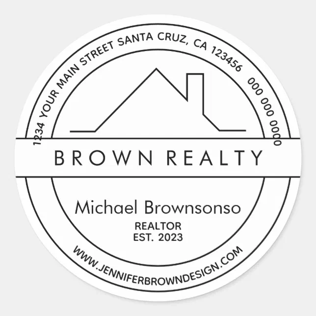 House Roof Simple Logo Real Estate Agent Classic Round Sticker | Zazzle
