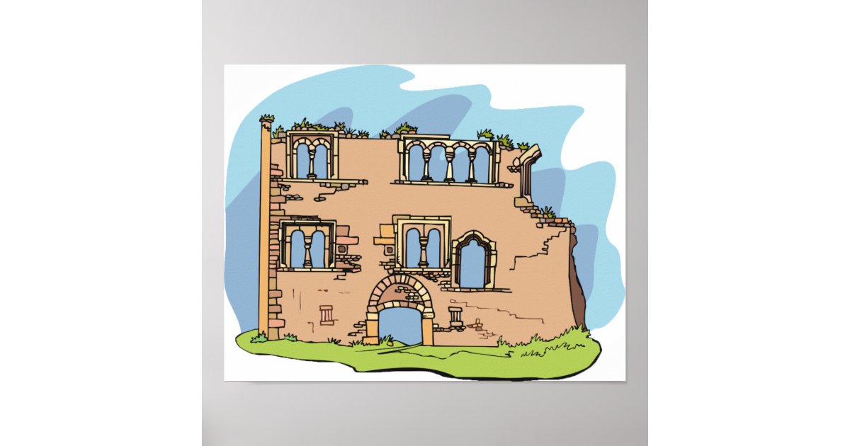 House Ruins Crumbling Building Poster | Zazzle