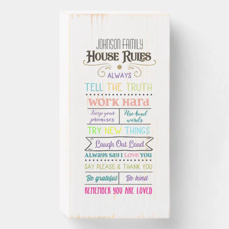 House Rules Family Name Wooden Box Sign | Zazzle