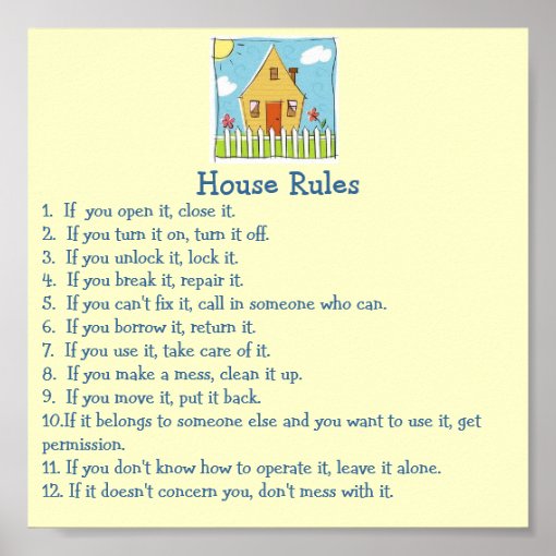 House Rules Poster | Zazzle