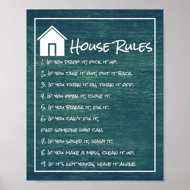 House Rules Poster | Zazzle