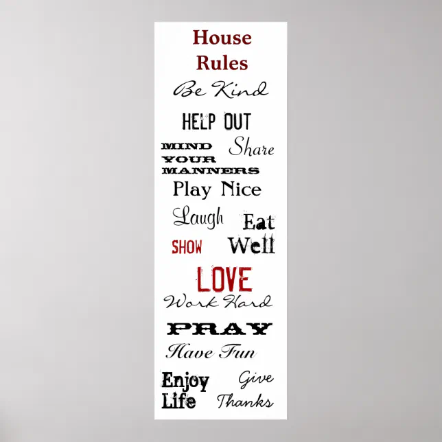House Rules Poster | Zazzle
