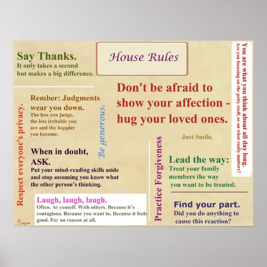 House Rules Poster | Zazzle.com