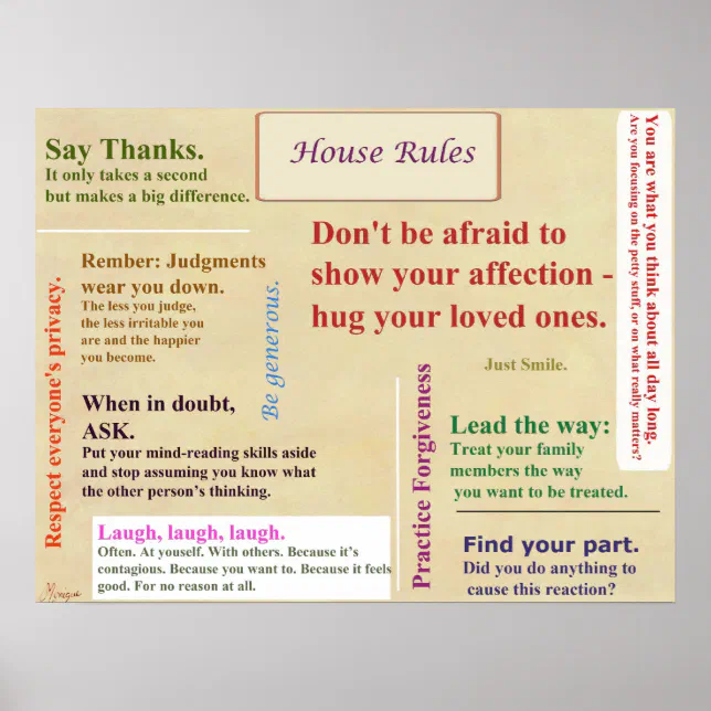 House Rules Poster | Zazzle