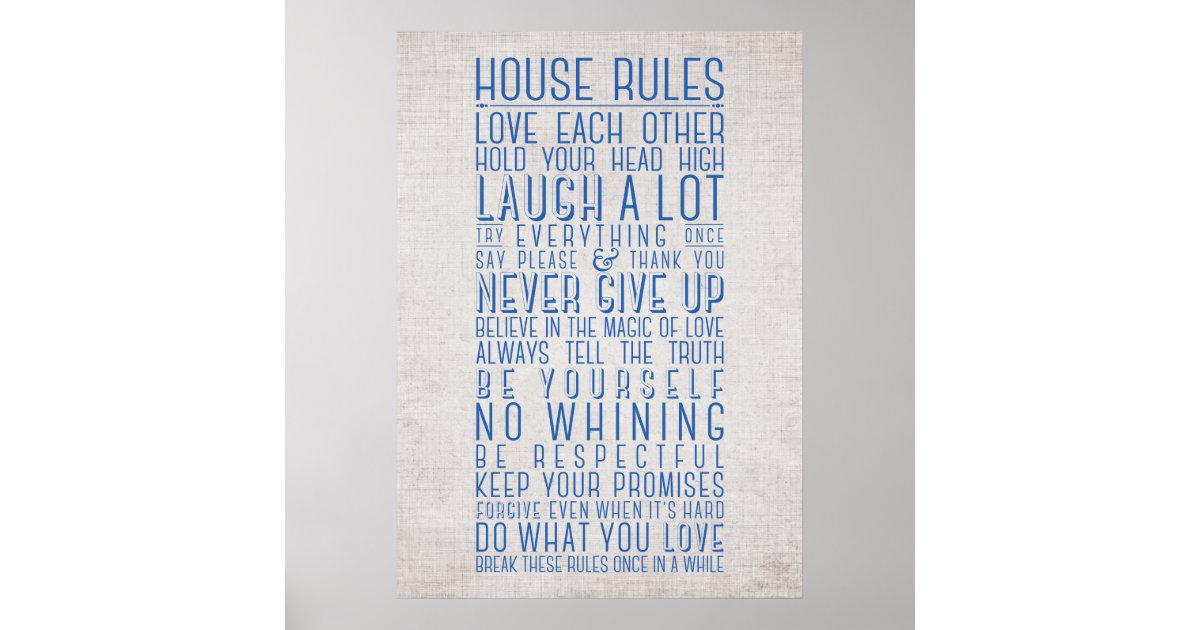 House Rules Poster | Zazzle