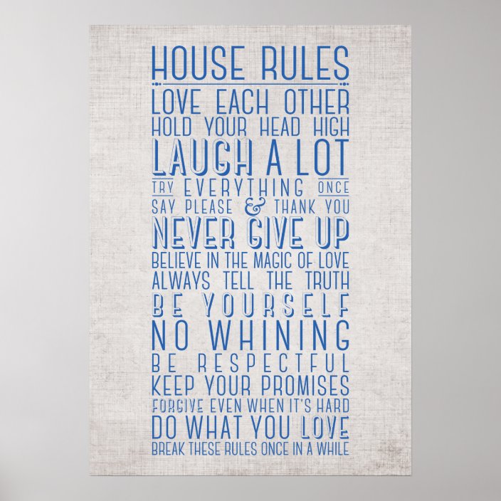 House Rules Poster | Zazzle.com