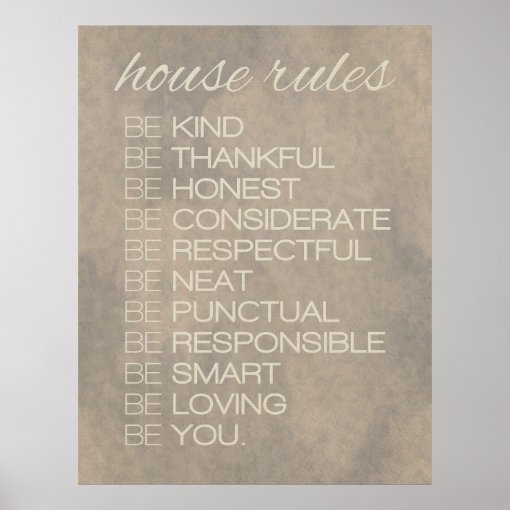 "House Rules" Print | Zazzle
