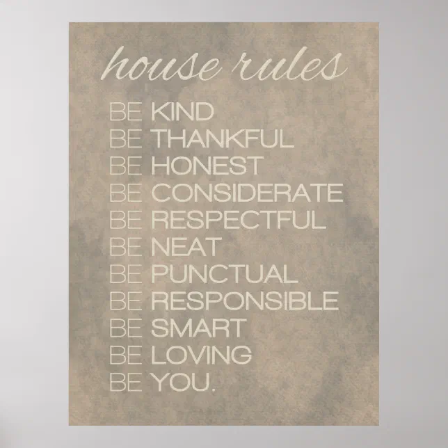 "House Rules" Print | Zazzle