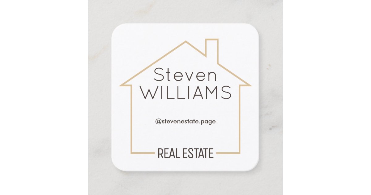 House shape tan frame square business card | Zazzle