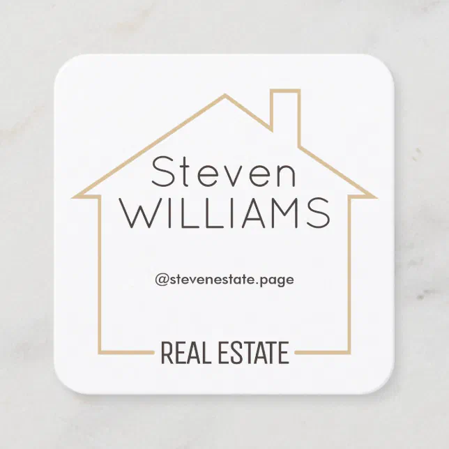 House shape tan frame square business card | Zazzle