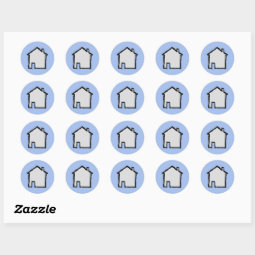 House Sketch. Black and Blue. Classic Round Sticker | Zazzle