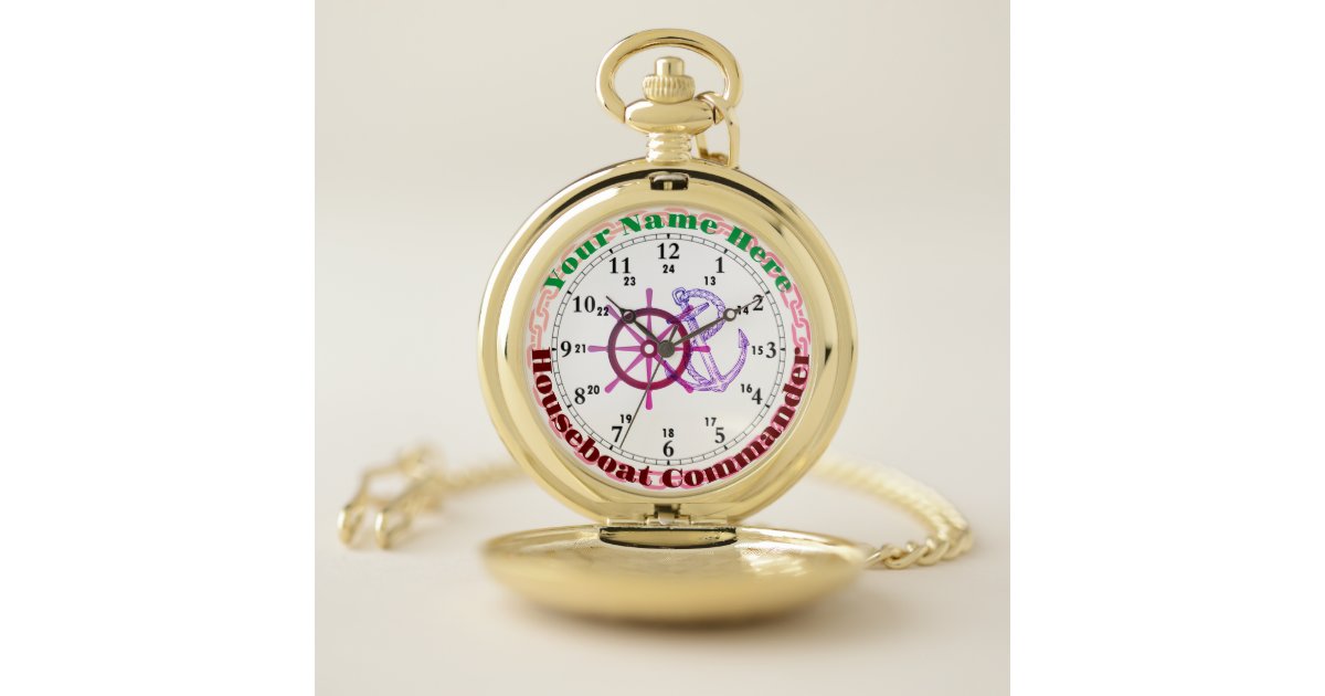 Houseboat Commander Pocket Watch | Zazzle