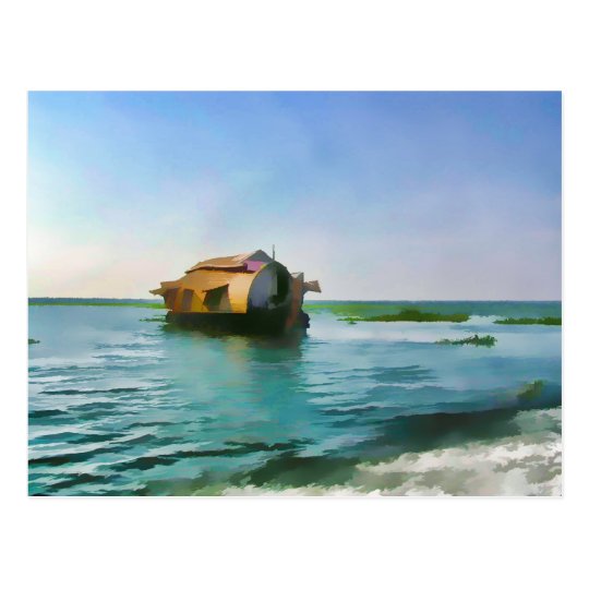 Houseboat in Kerala in saltwater lagoon Postcard | Zazzle.com