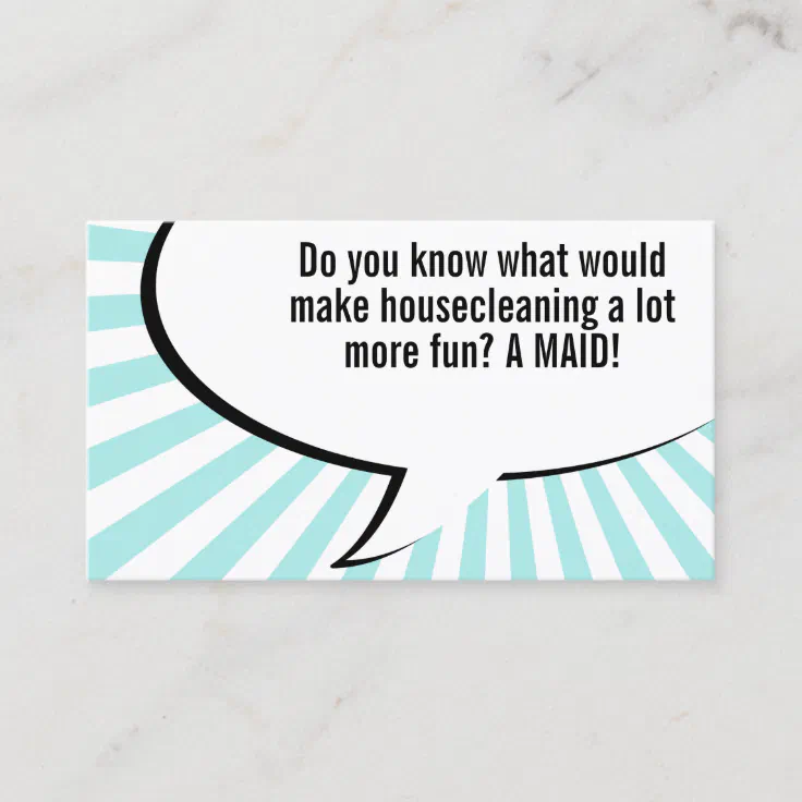 housecleaning maid joke business card | Zazzle