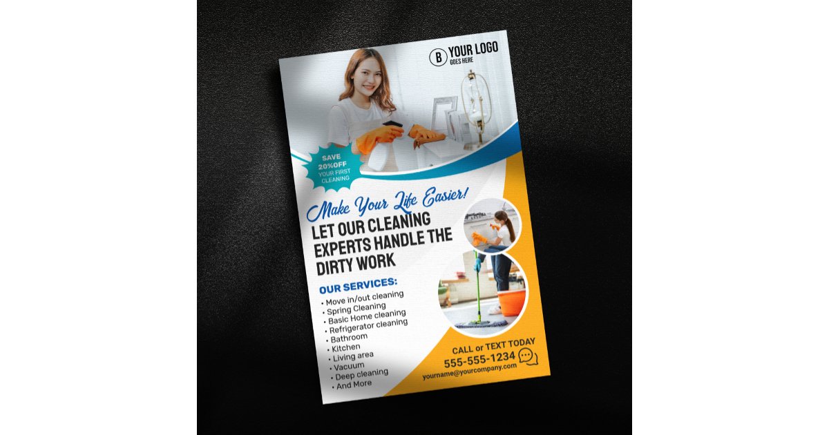 Housekeeper House Office Cleaning Maid Service Flyer | Zazzle