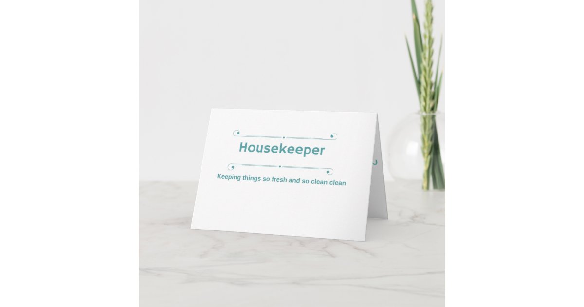 Housekeeper thank you card | Zazzle