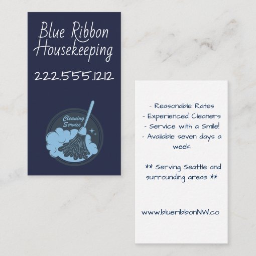 Housekeeping Badge Navy Business Card | Zazzle