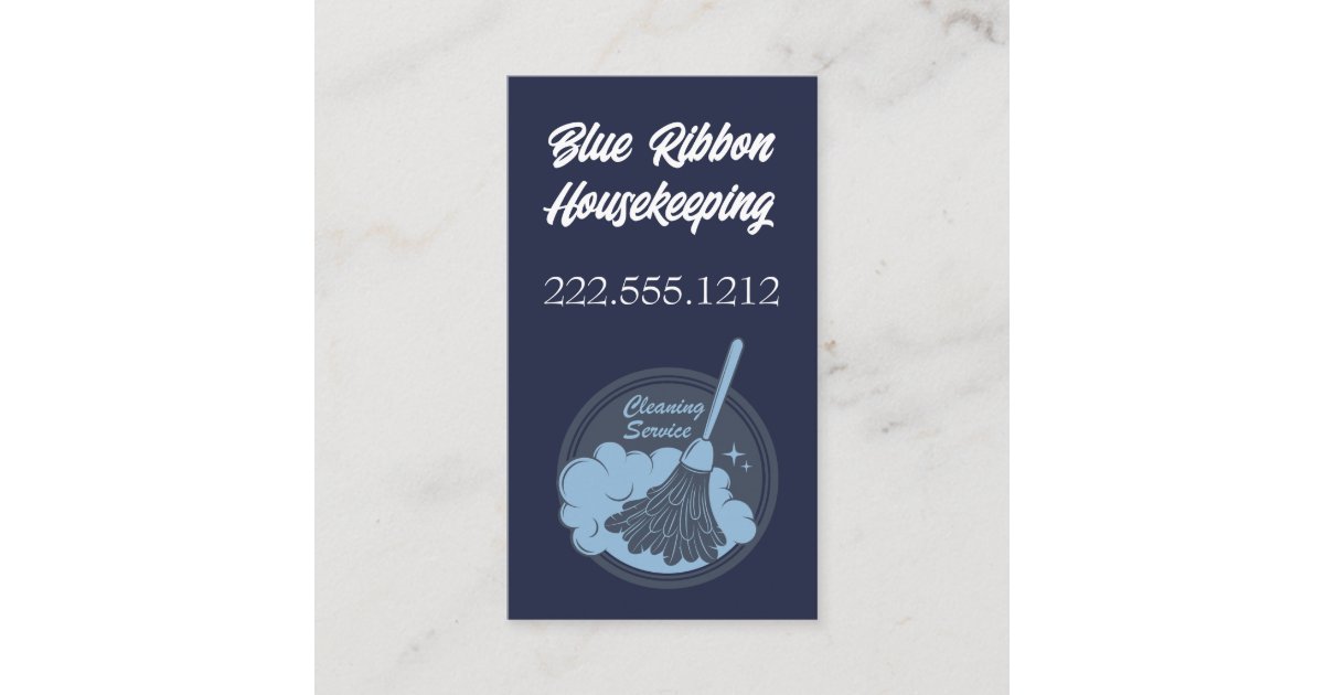 Housekeeping Badge Navy QR Code Vertical Business Card | Zazzle