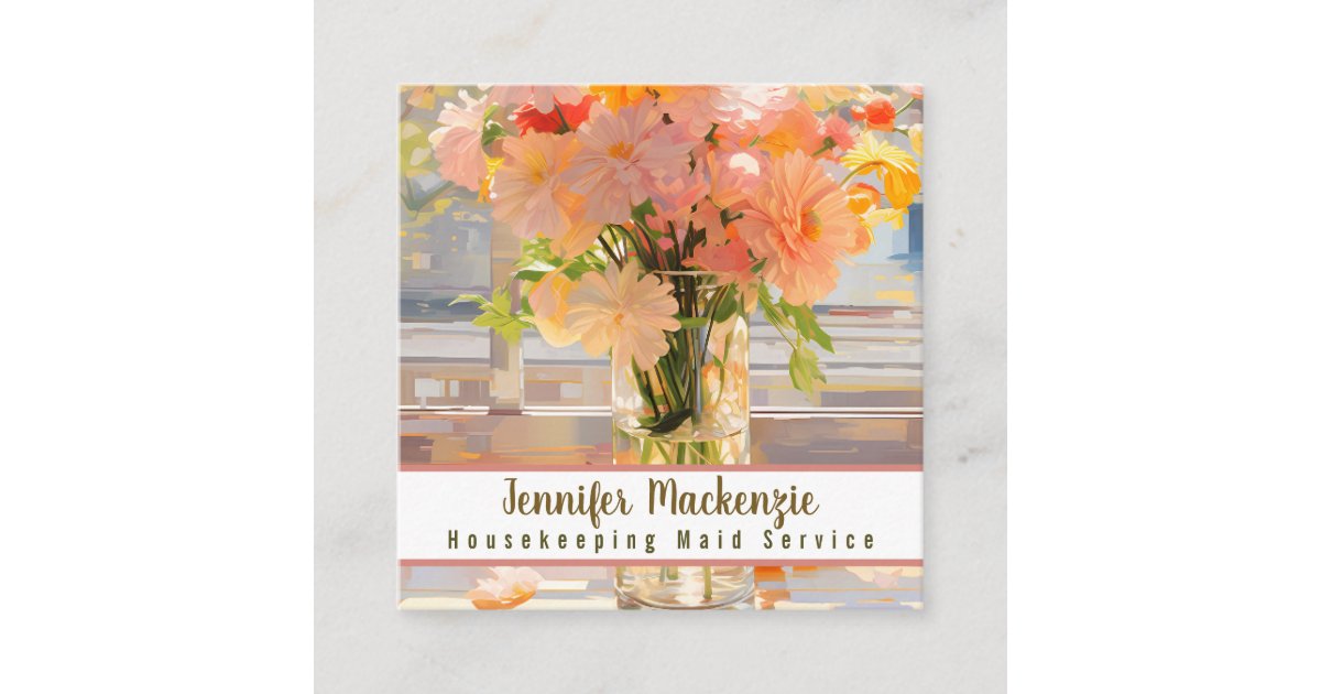 Housekeeping Maid Service Cleaning Clean Home Square Business Card | Zazzle