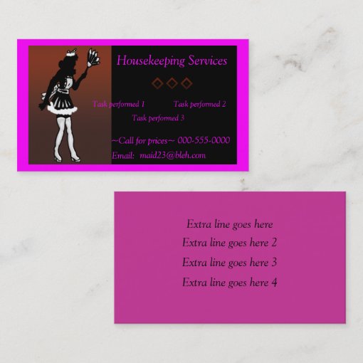 housekeeping/maid services business card | Zazzle