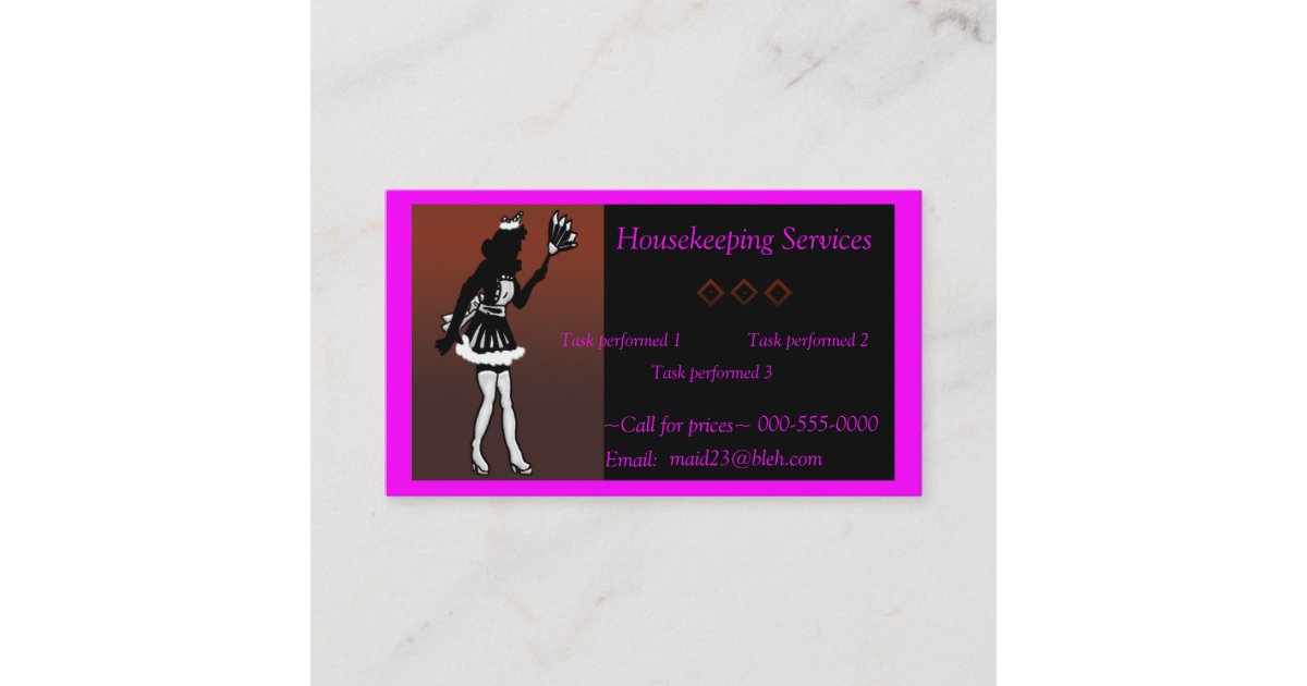 housekeeping/maid services business card | Zazzle