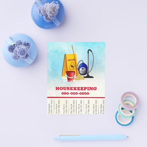Housekeeping Pull-Tab Business Marketing Materials Flyer | Zazzle