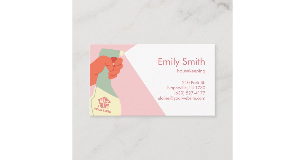 Housekeeping Services Hand Cleaning Spray QR code Business Card | Zazzle