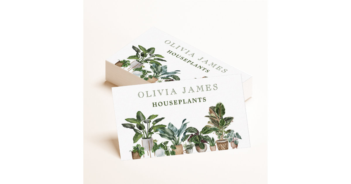 Houseplant nursery botanical plant business card | Zazzle