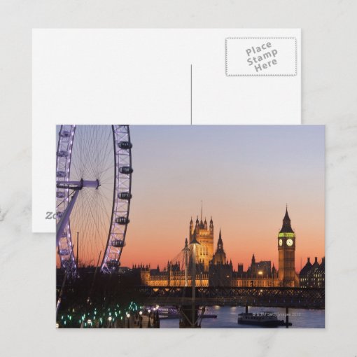 Houses of Parliament & the London Eye Postcard | Zazzle