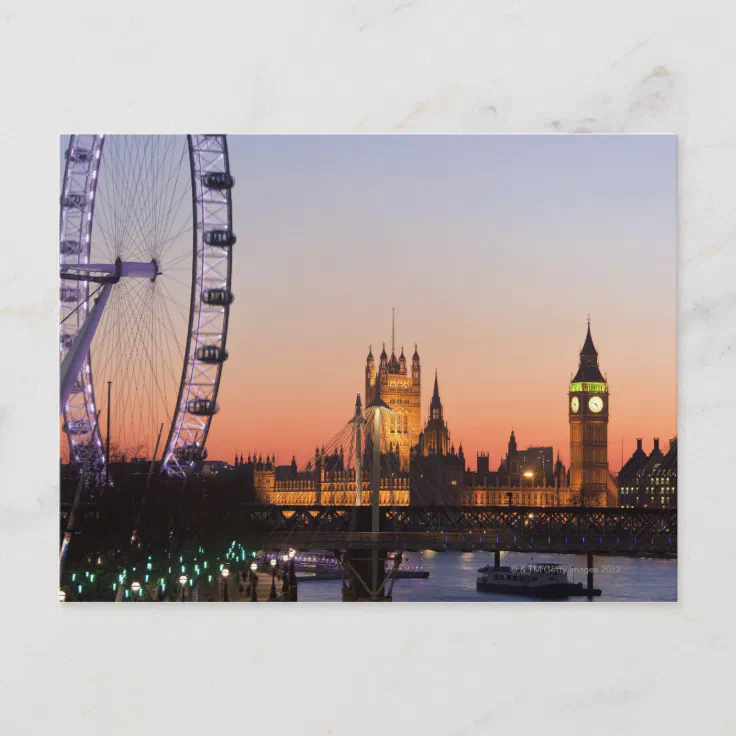 Houses of Parliament & the London Eye Postcard | Zazzle