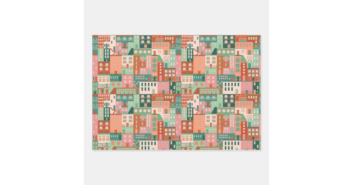 Houses Wrapping Paper Sheets | Zazzle