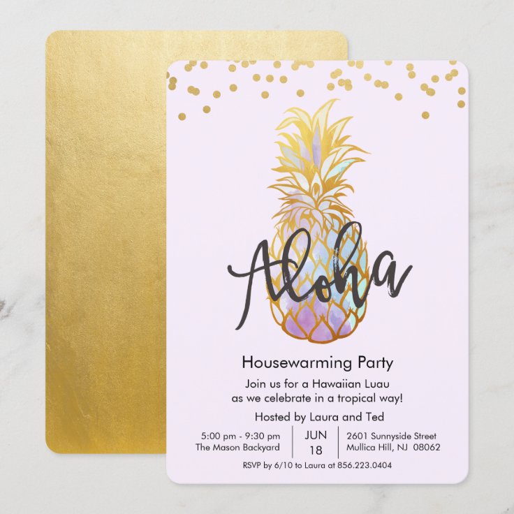 Housewarming Aloha Luau Hawaiian Party Invitation | Zazzle