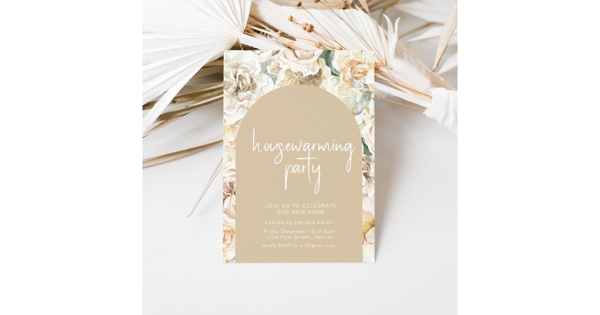 Housewarming Boho Floral Wallpaper Party Invite | Zazzle