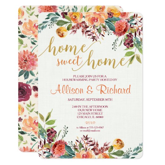 Housewarming invitation, fall rustic floral invite | Zazzle.com