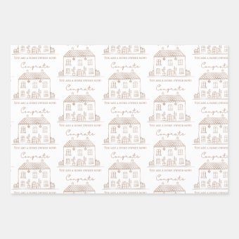 Housewarming Wrapping Paper Flat Sheet Set of 3 | Zazzle