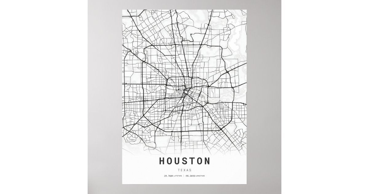Houston City Cartography Map Poster | Zazzle
