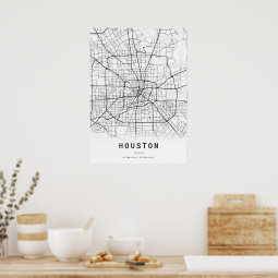 Houston City Cartography Map Poster | Zazzle