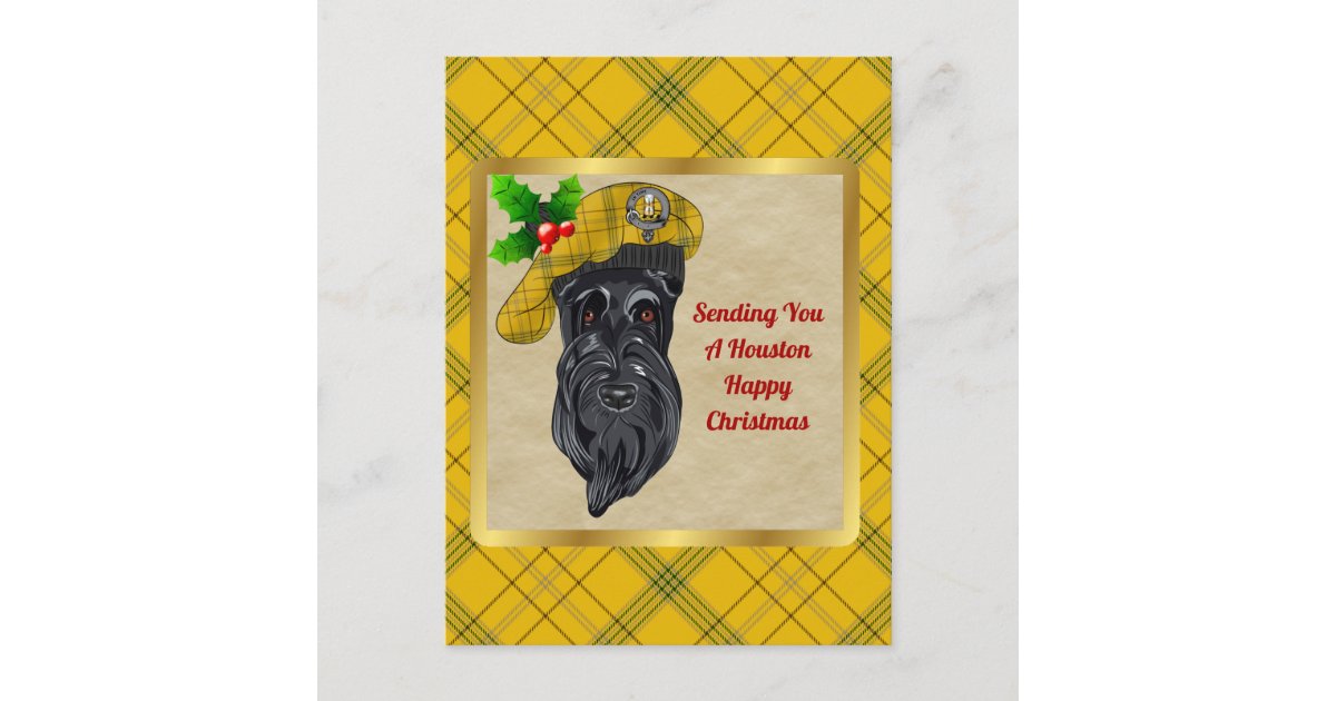 Houston Clan Badge & Tartan Christmas Postcard | Zazzle