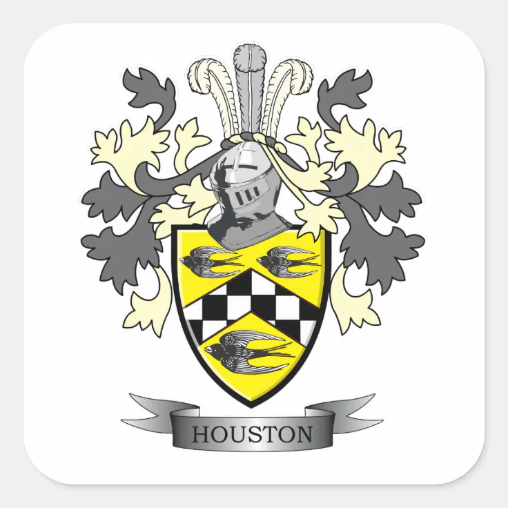 Houston Family Crest Coat of Arms Square Sticker | Zazzle